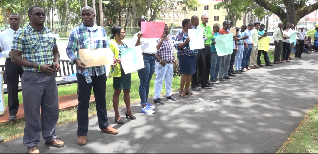 Over 100 “neglected” GPL workers conclude two-day protest - Guyana Times