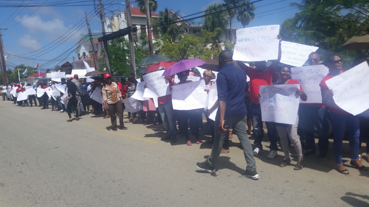 BREAKING: Protest in front of GECOM - Guyana Times