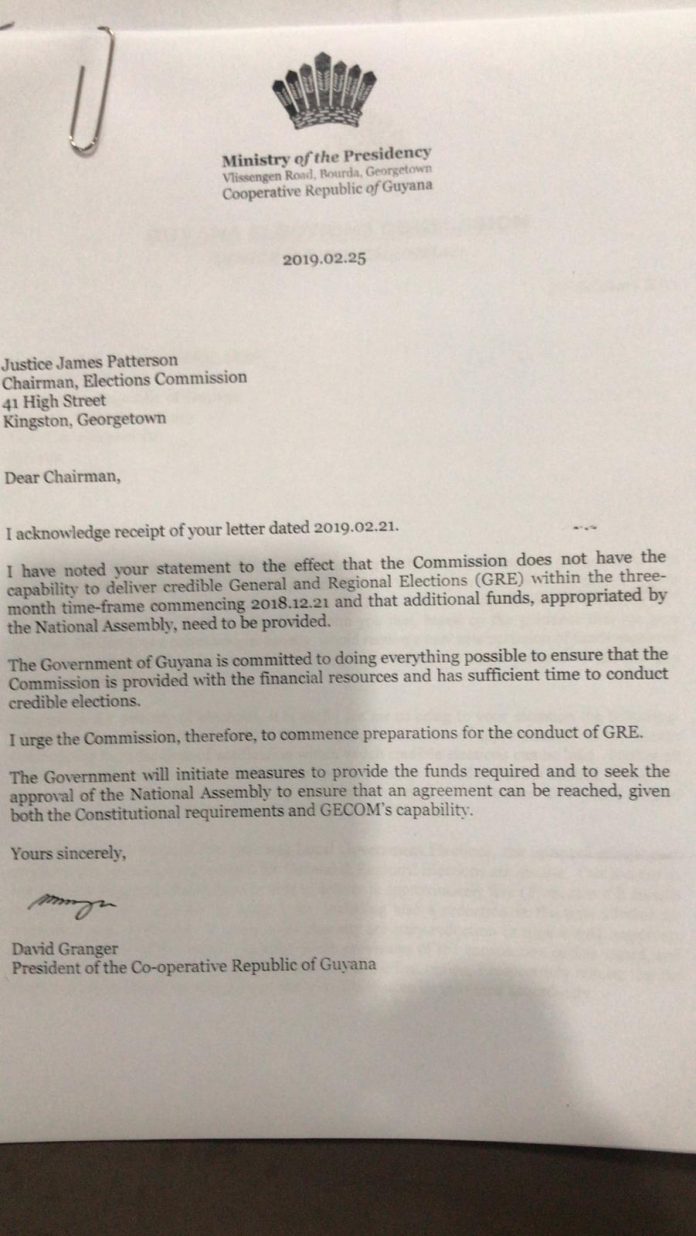 President Granger instructs GECOM to prepare for elections - Guyana Times