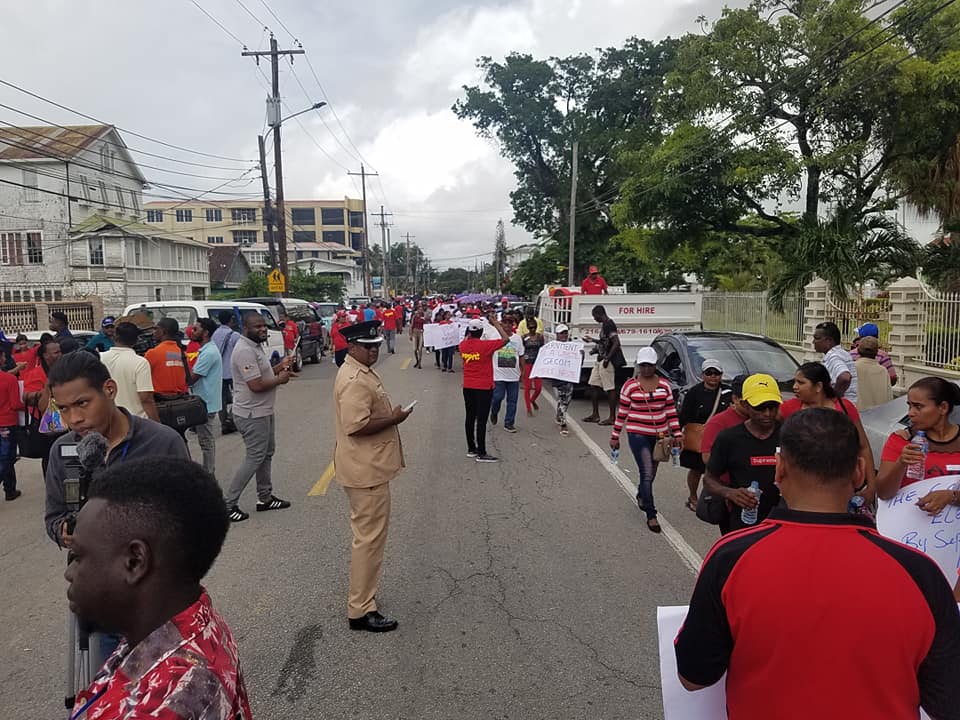 PPP supporters stage protest outside GECOM - Guyana Times