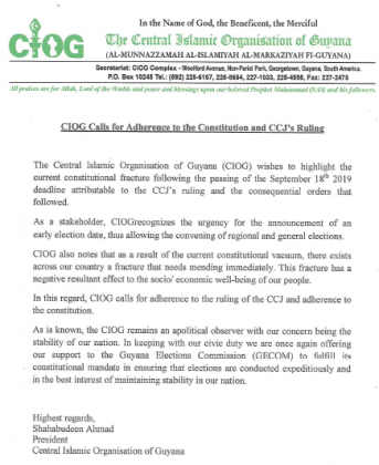 CIOG calls for adherence to the Constitution and CCJ's ruling - Guyana ...