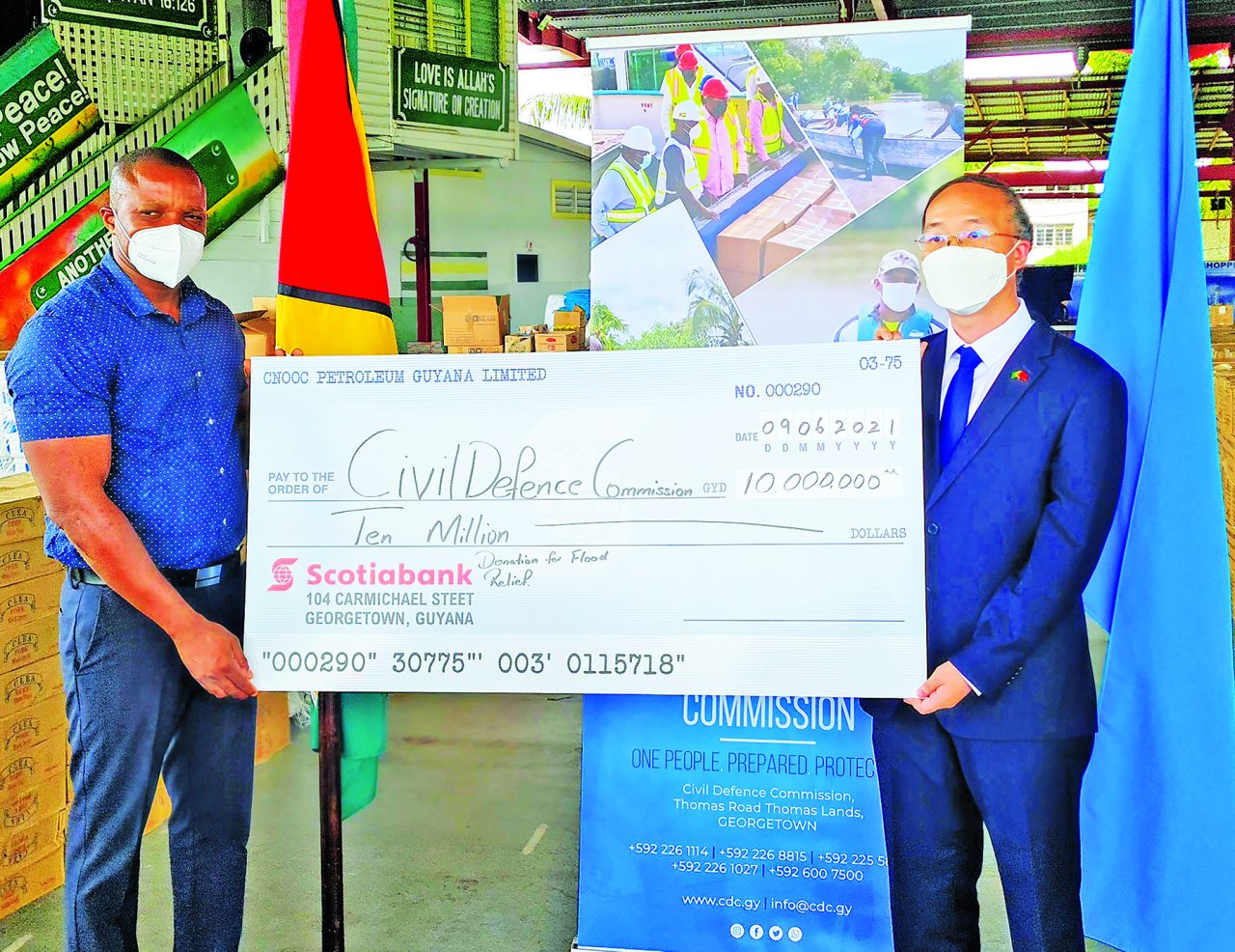 CNOOC donates $10M to CDC for flood relief efforts - Guyana Times