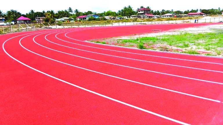Synthetic track at Linden on its homestretch - Guyana Times
