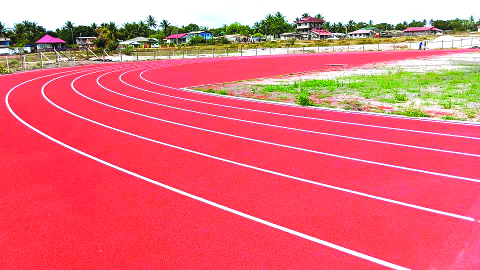 Synthetic track at Linden on its homestretch - Guyana Times