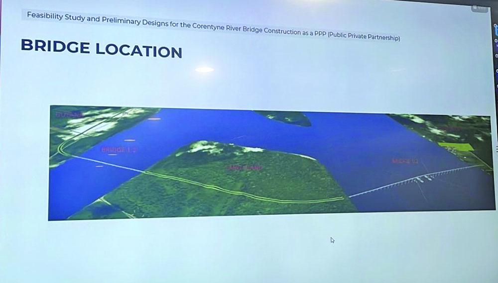 Corentyne River Bridge: 2-lane, 2-section structure connected by island ...