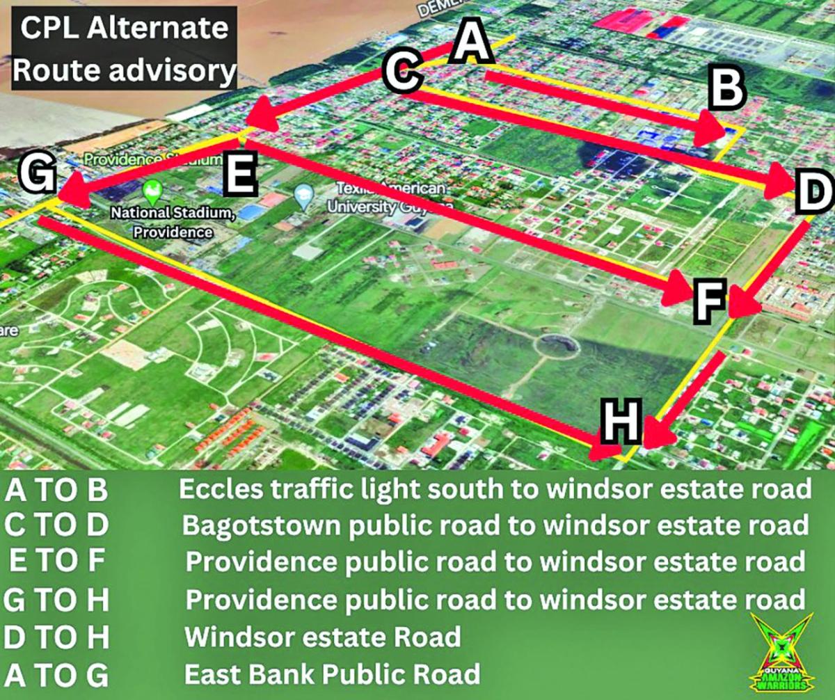 Traffic advisories issued in anticipation of RBL CPL Guyana leg ...