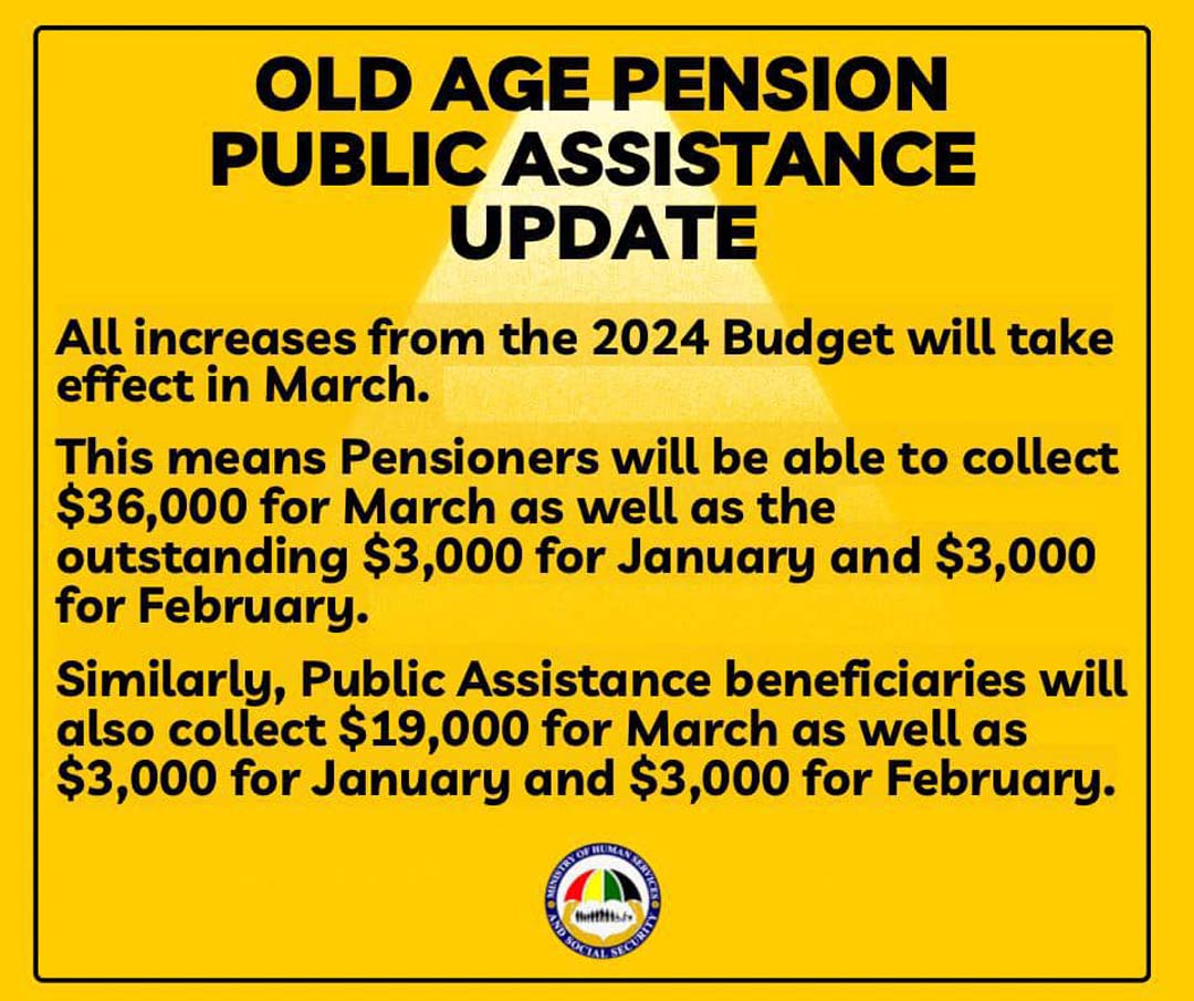 Old age pension, public assistance increases payable in March - Guyana ...