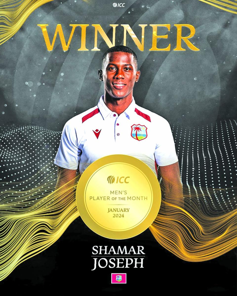 Shamar Joseph named ICC Player of the Month - Guyana Times