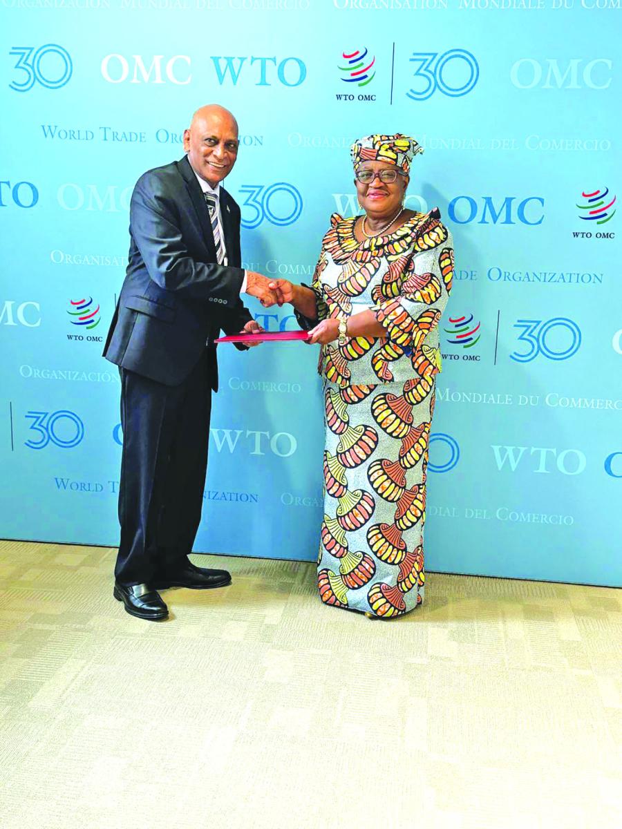 Dr Ramsammy presents letter of Credence to WTO Director - Guyana Times