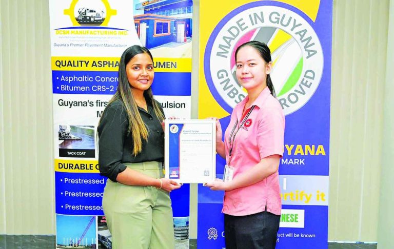 DCSN Manufacturing Inc re-certified with GNBS’ Made in Guyana mark - Guyana Times