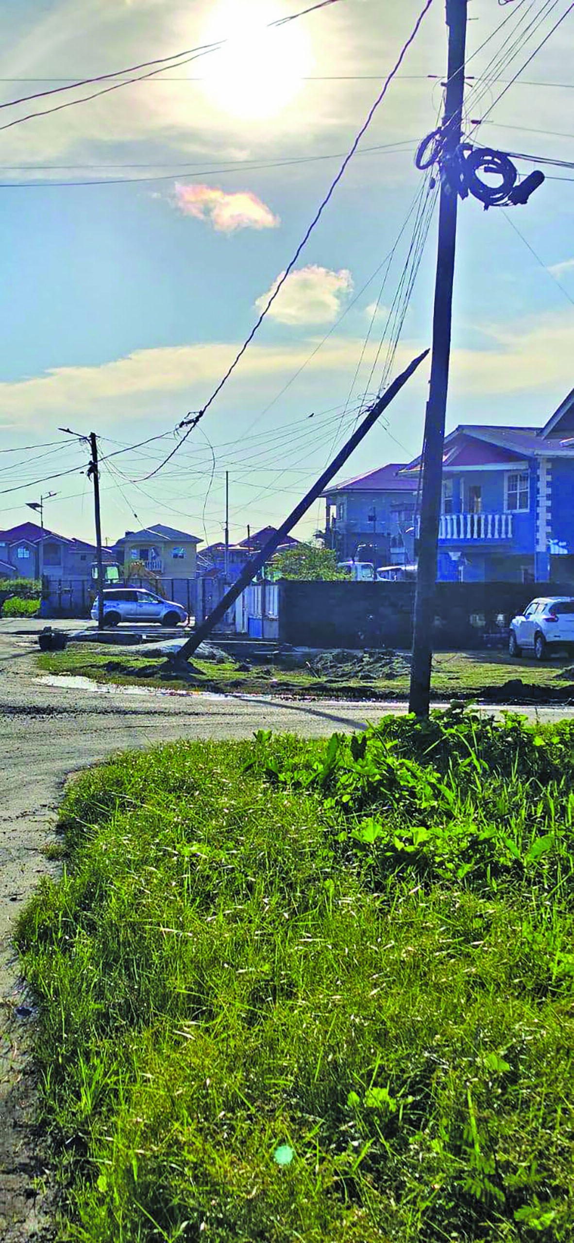 Truck damages GPL pole at Eccles, causing power outage - Guyana Times